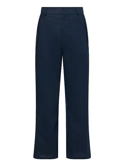 HIKING PATROL Straight-leg Linen-and-cotton Trousers With Concealed Pockets - Dark Navy