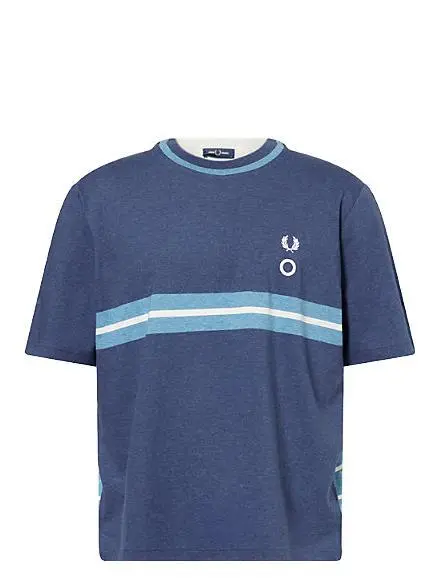 Fred Perry X Craig Green Logo-embroidered Cotton T-shirt - Mid Blue Marl