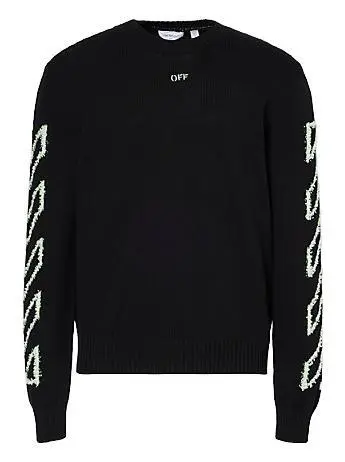 Off-White Outline Embroidered-logo Cotton Jumper - Black