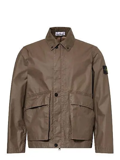 Stone Island Tela Logo-patch Waxed Jacket - Umber