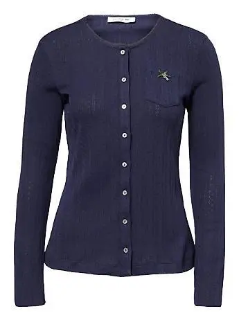 Lacoste Slim-fit Pointelle-knit Cotton Cardigan - Navy