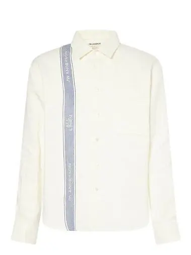 JW Anderson Stripe Logo Linen Shirt - Off White/blue