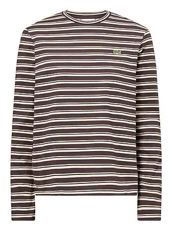 Lacoste Logo-embroidered Striped Cotton T-shirt - Brown Multi