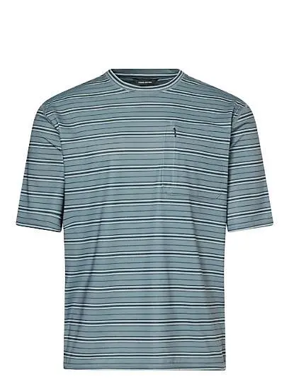 HIKING PATROL Crewneck Striped-pattern Stretch-jersey Top - Navy Mixed