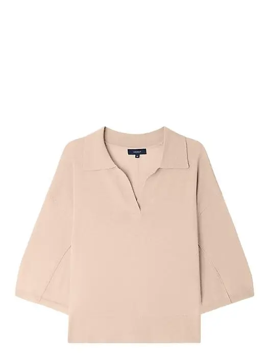 Soeur Elton Polo-collar Merino-wool Jumper - Rose Poudre