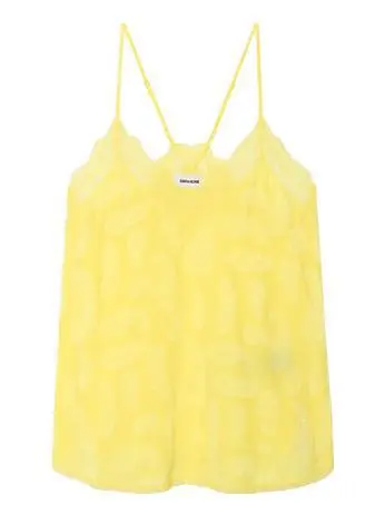 Zadig&Voltaire Paisley-jacquard Silk Cami Top - Banana