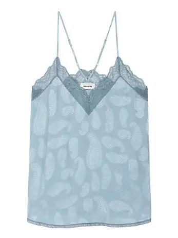 Zadig&Voltaire Christy Paisley-jacquard Silk Cami Top - Sky