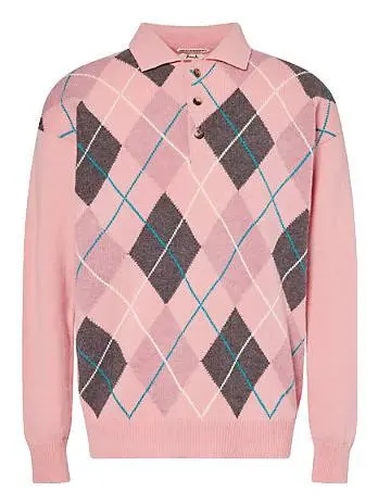 JW Anderson X Pringle Argyle Wool Jumper - Bubblegum