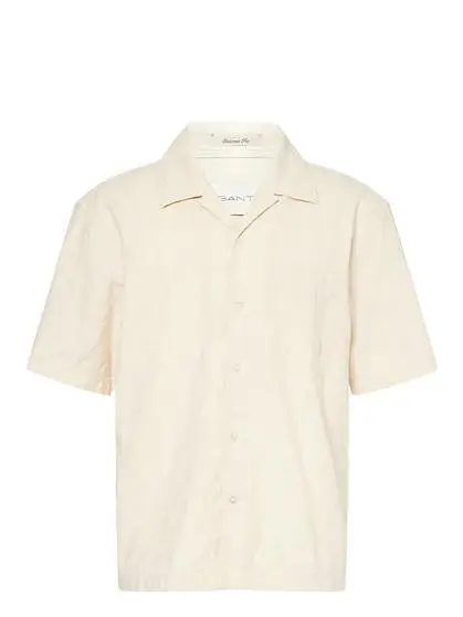 Gant Checked Open-collar Cotton Shirt - Creamed White