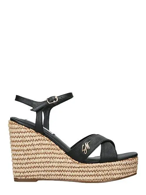 Steve Madden Cylo Leather Wedge Sandals - Black