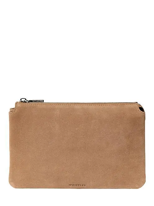 Whistles Elita Suede Clutch - Cream