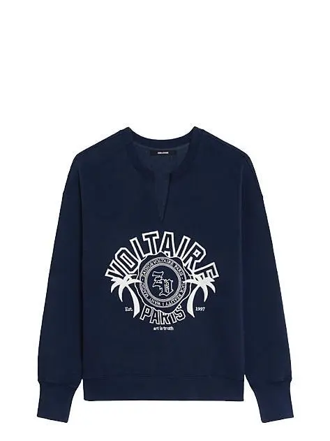 Zadig&Voltaire Logo-print Cotton-jersey Sweatshirt - Encre