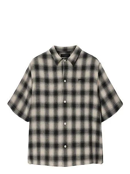 ALLSAINTS Shadow Logo-embroidered Checked Cotton Shirt - Off White