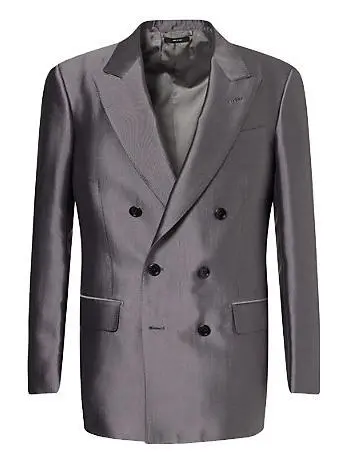 TOM FORD Double-breasted Regular-fit Silk Blazer - Elephant Grey