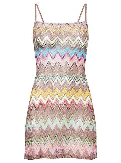 Missoni Chevron Sleeveless Metallic-knit Mini Dress - Multicolor W/dark Base