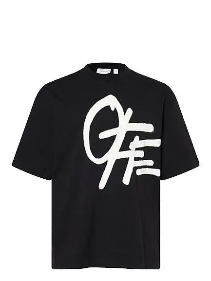 Off-White Shared Spray Logo Cotton T-shirt - Black