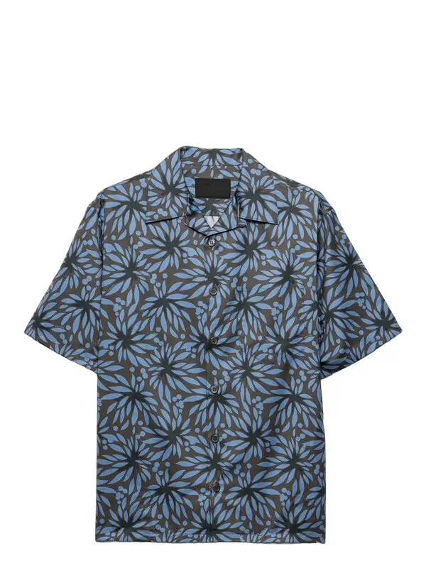 Prada Printed Cotton Bowling Shirt - Grey