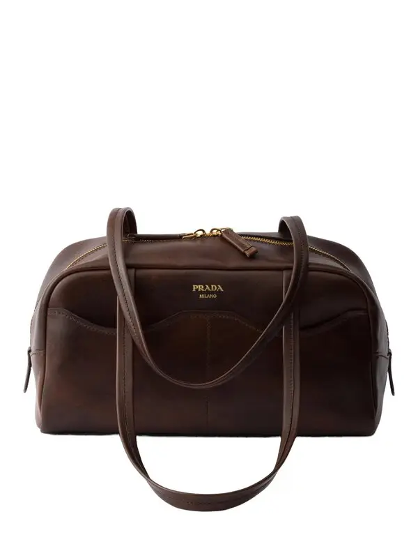 Prada Large Antiqued Leather Top-handle Bag - Brown