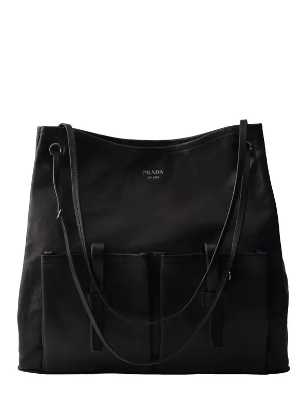 Prada Large Leather Route Bag - Black