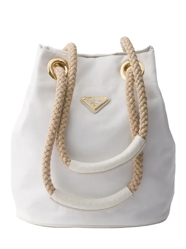 Prada Small Re-nylon Bucket Bag - White