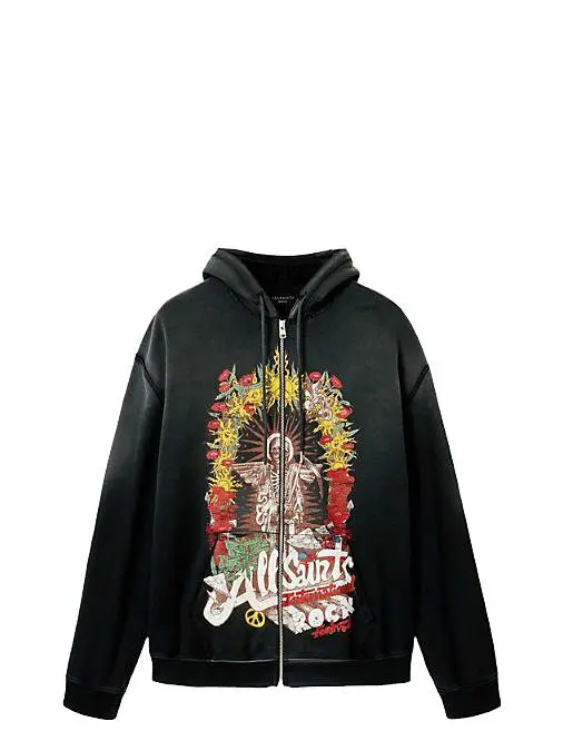 ALLSAINTS Roque Zip-up Graphic Hoody - Washed Black