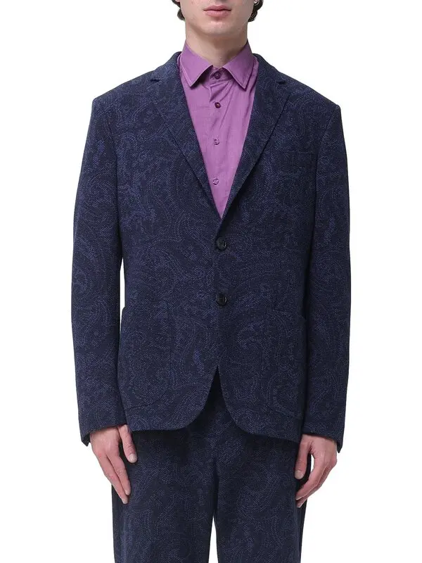Etro Single-breasted Paisley Print Jersey Blazer - Blue