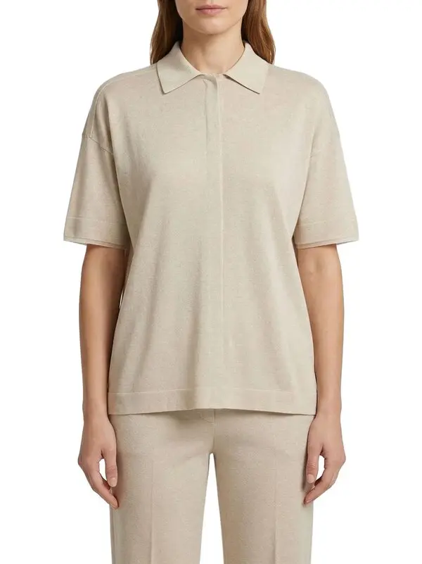 Fabiana Filippi Lurex Polo Shirt - Beige