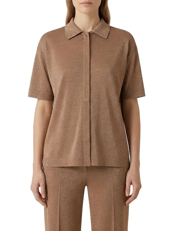 Fabiana Filippi Lurex Polo Shirt - Brown