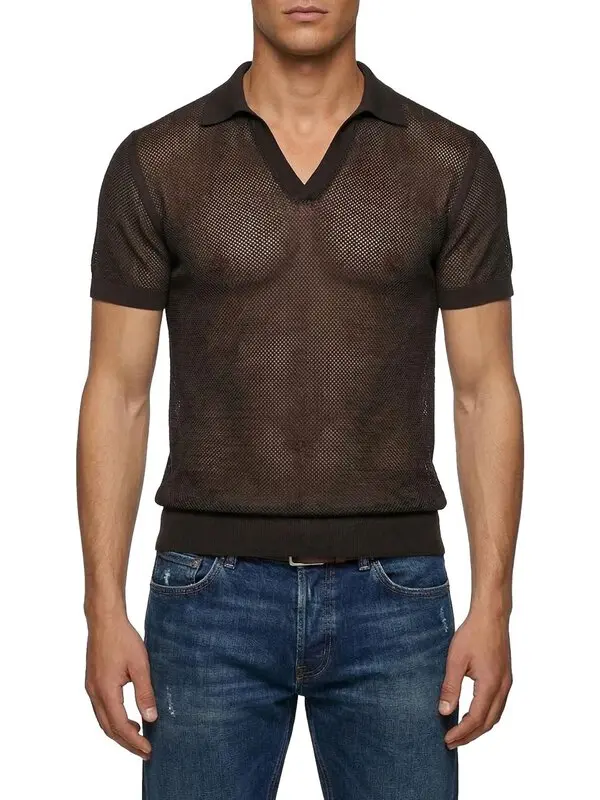 TOM FORD Cotton And Silk Polo Shirt - Brown