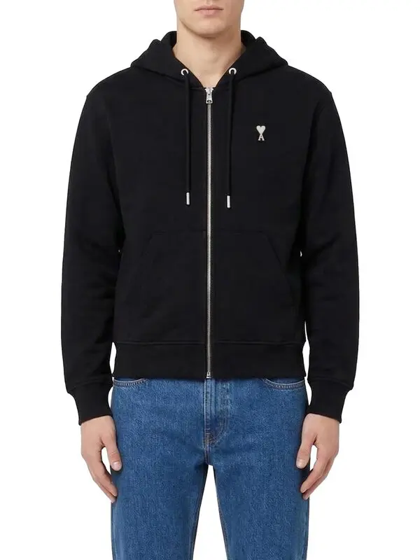 AMI Paris Zip-up Hoodie - Black