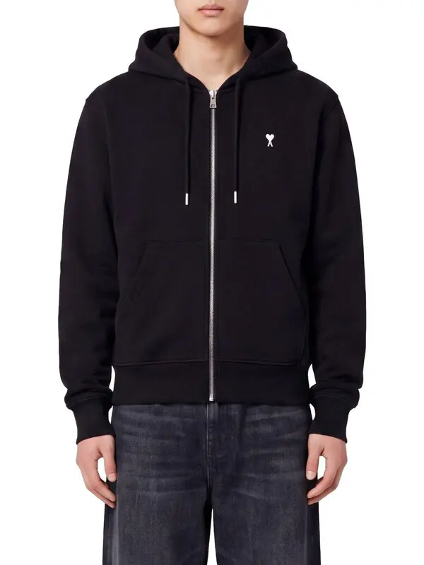 AMI Paris Zip-up Hoodie - Black