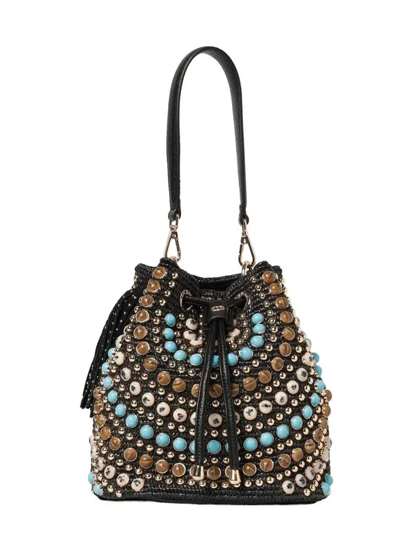 LA CARRIE Studded Mini Bucket Bag - Black