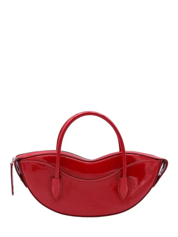 Fiorucci Lips Mini Bag In Patent Synthetic Leather With Double Handle - Red