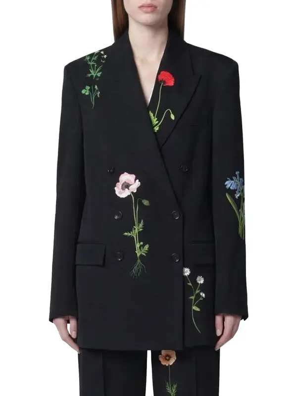 Stella McCartney Embroidered Double-breasted Jacket - Black