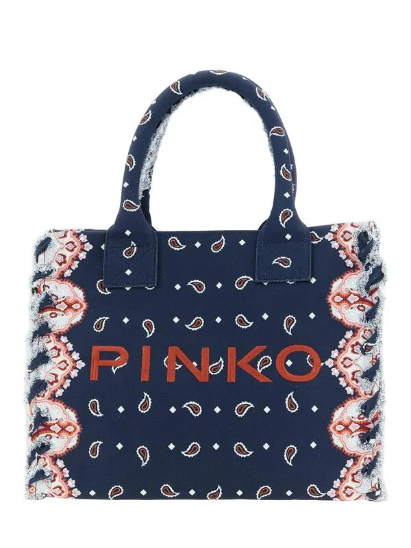 Pinko Bandana Print Cotton Tote Bag - Blue
