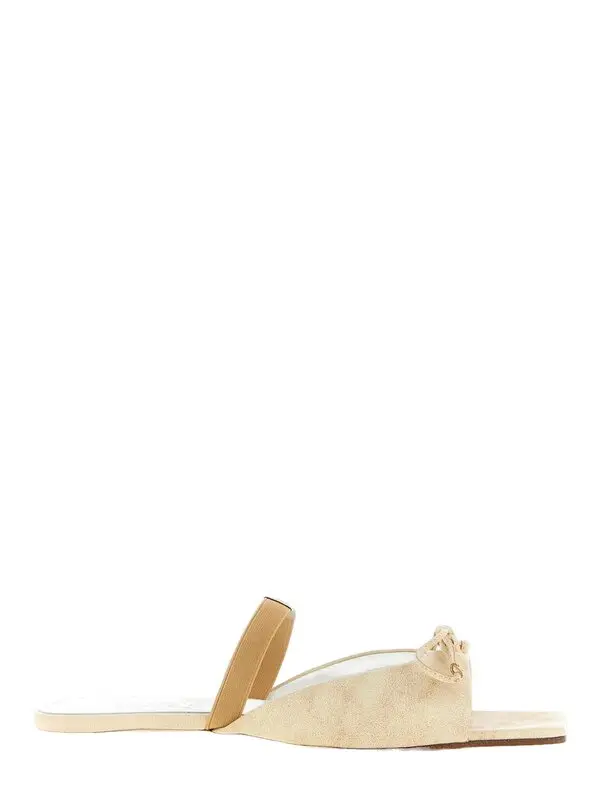 MAISON MARGIELA Smooth Calf Leather Mule Sandals With Maxi Bow - Beige
