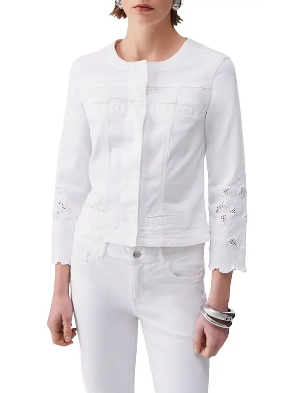 Liu Jo Cotton Denim Jacket With Macramé Inserts - White