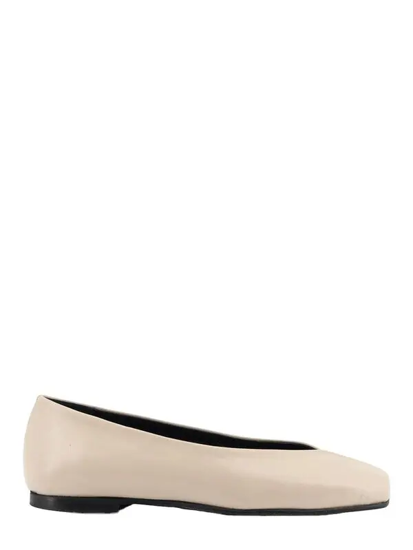 ALOHAS Katia Leather Ballerinas With Perforated Square Toe - White