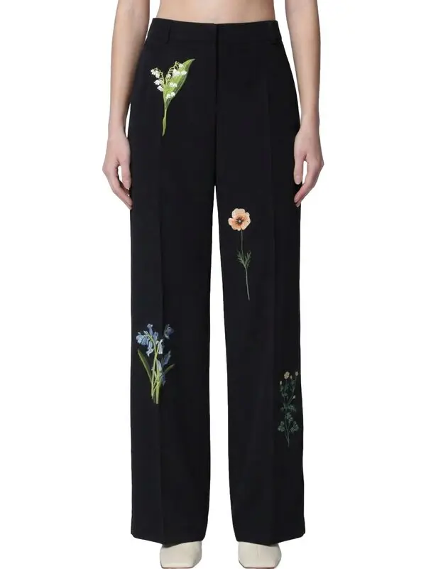 Stella McCartney Floral Embroidered Pants - Black