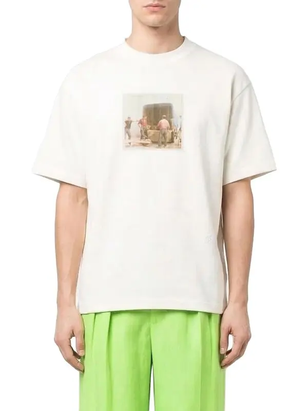 Jacquemus Cotton Blend Crewneck T-shirt With Graphic Print - White