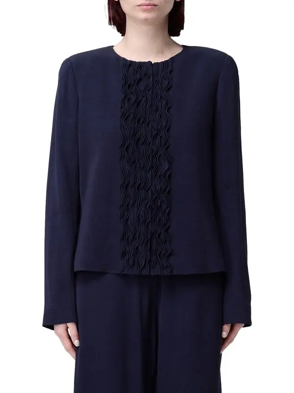 Emporio Armani Ruffled Crêpe Blazer - Blue