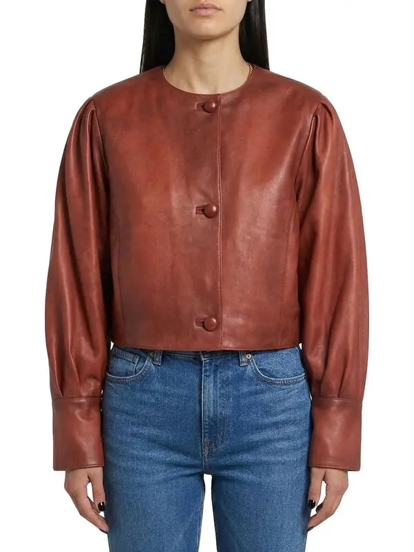 Chloé Nappa Leather Jacket - Brown