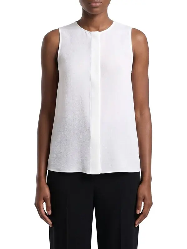 Emporio Armani Sleeveless Mandarin Collar Top - White