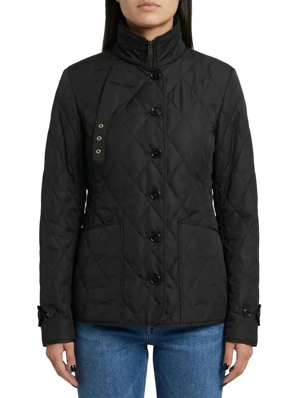 Burberry Quilted Nylon Jacket With High Collar - Black