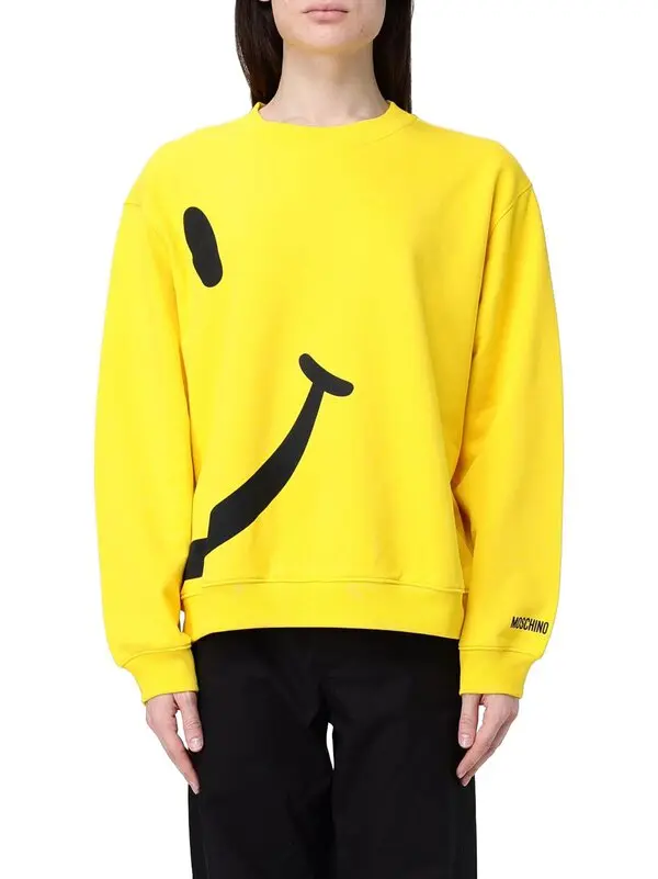 Moschino Cotton Crew Neck Sweatshirt With Graphic Print - Yellow