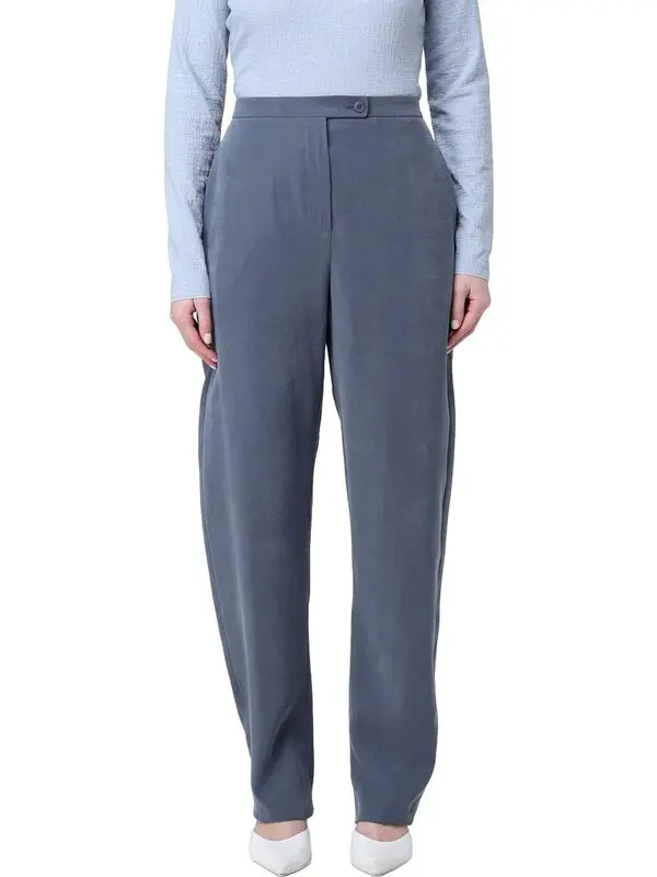 Emporio Armani Crêpe Wide Leg Trousers - Blue