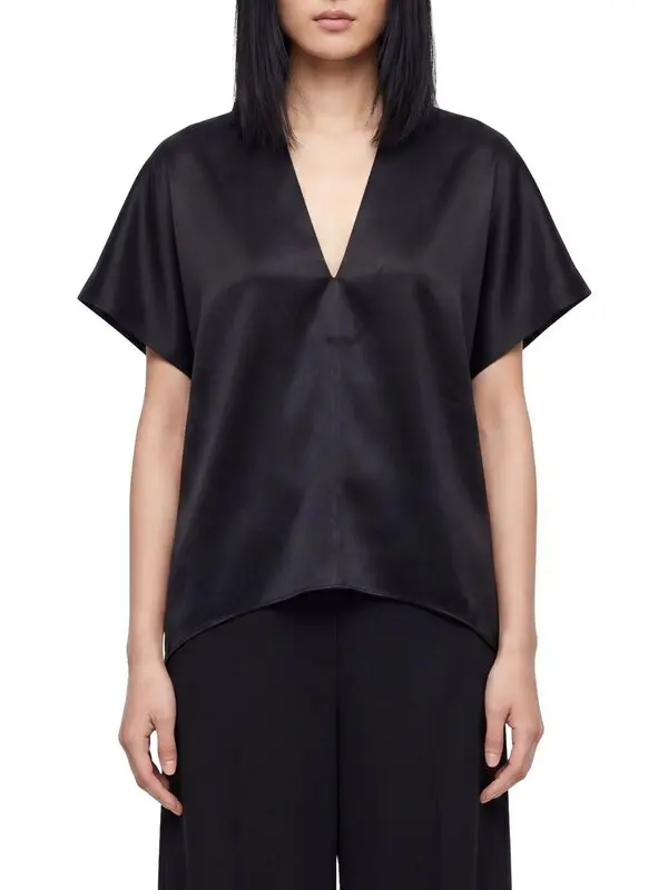 Nina Ricci V-neck Draped Top - Black