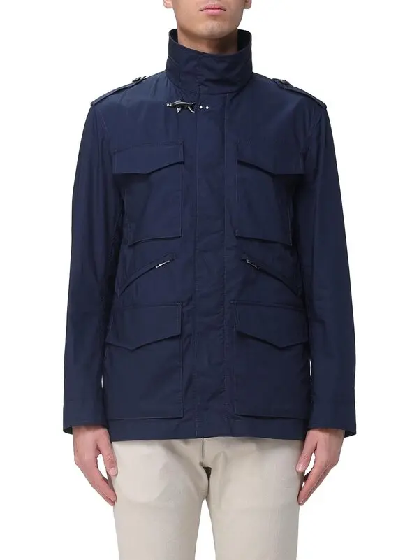 FAY Cotton Jacket With Hook - Blue