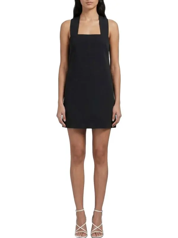 Khaite Silk Mini Dress With Square Neckline And Off-the-shoulder Design - Black