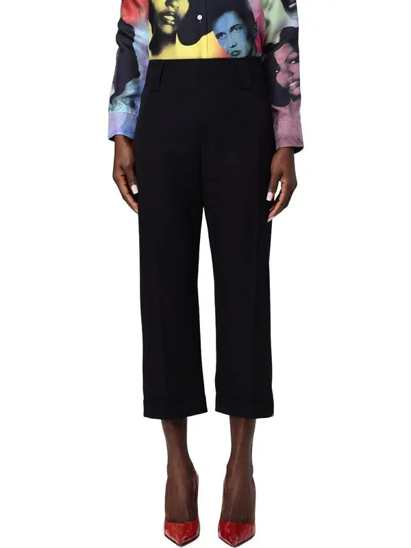 Versace Viscose Cropped Trousers - Black